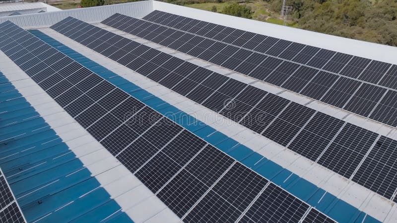 Bank of Solar Panels Installed on Building Roofs for the Generation of ...