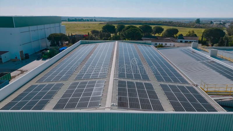 Bank of Solar Panels Installed on Building Roofs for the Generation of ...