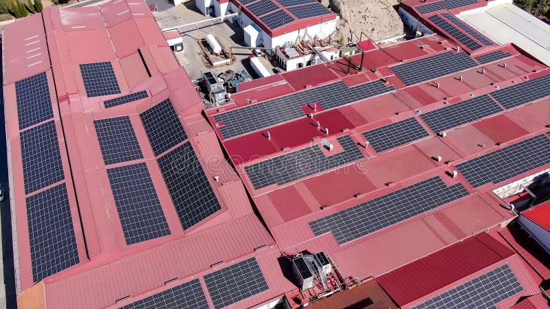 Bank of Solar Panels Installed on Residential Roofs Stock Photo - Image ...