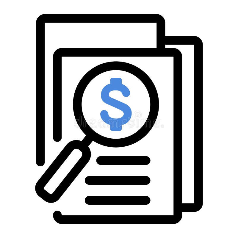 Bank Statement Magnifying Review Icon. Financial Statement Vector ...