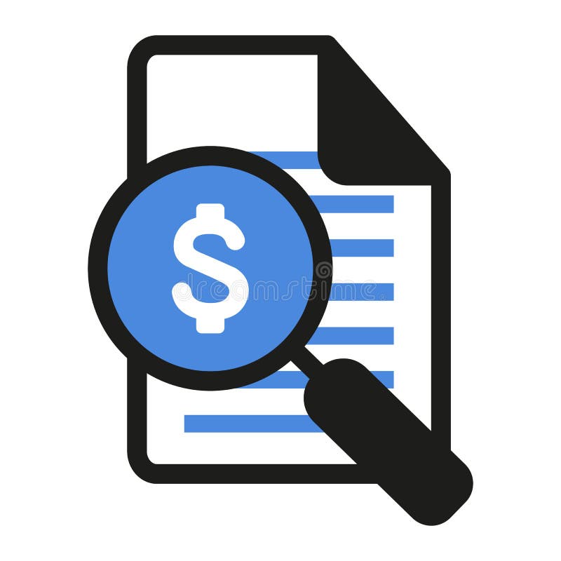 Bank Statement Magnifying Review Icon. Financial Statement Vector ...