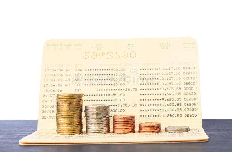 Bank Statement with Stacks of Coins, Investment and Saving Concept ...