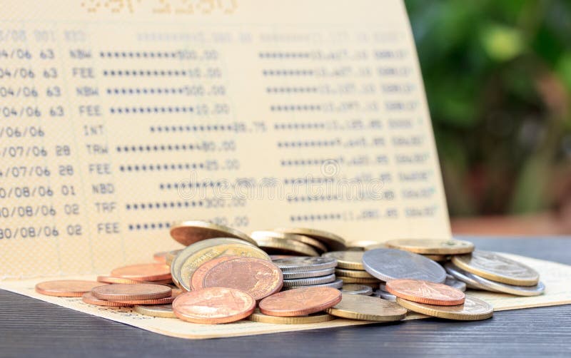 Bank Statement with Stacks of Coins, Investment and Saving Concept ...