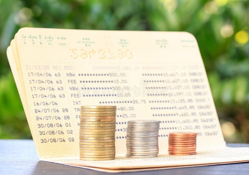 Bank Statement with Stacks of Coins, Investment and Saving Concept ...