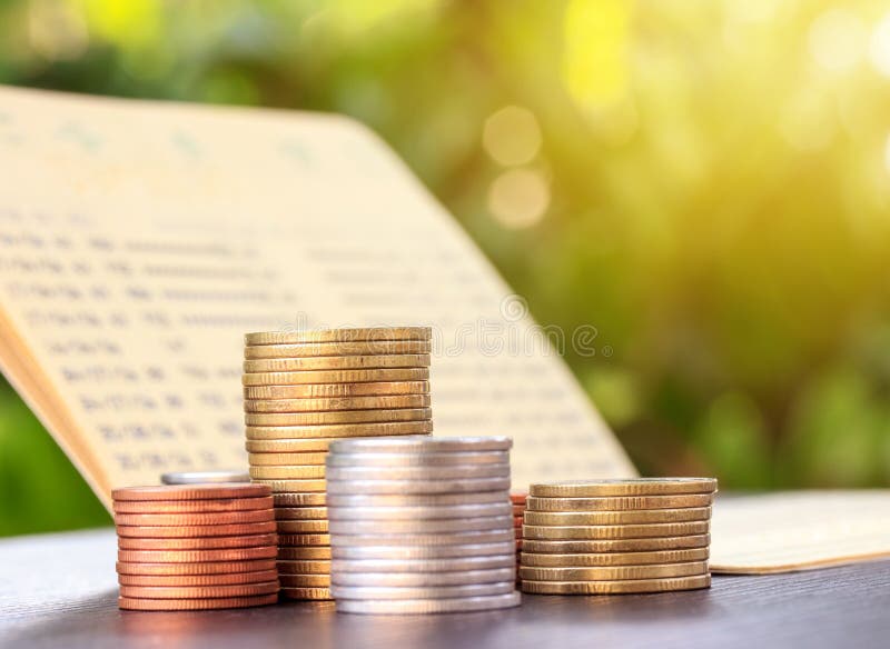 Bank Statement with Stacks of Coins Stock Image - Image of accounting ...