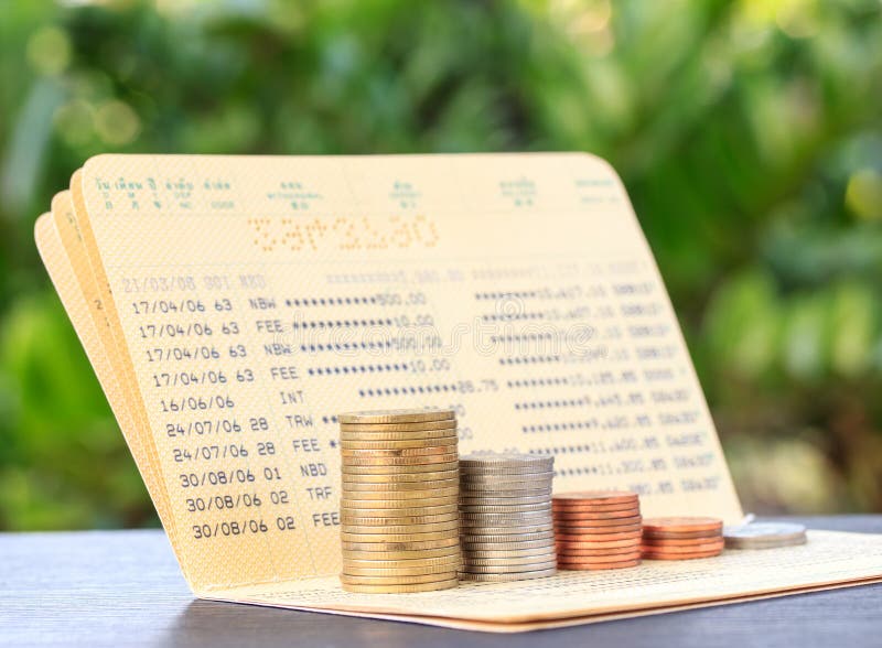 Bank Statement with Stacks of Coins Stock Image - Image of dollar ...