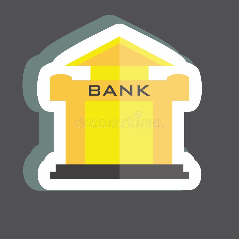 Bank Sticker in Trendy Isolated on Black Background Stock Illustration ...