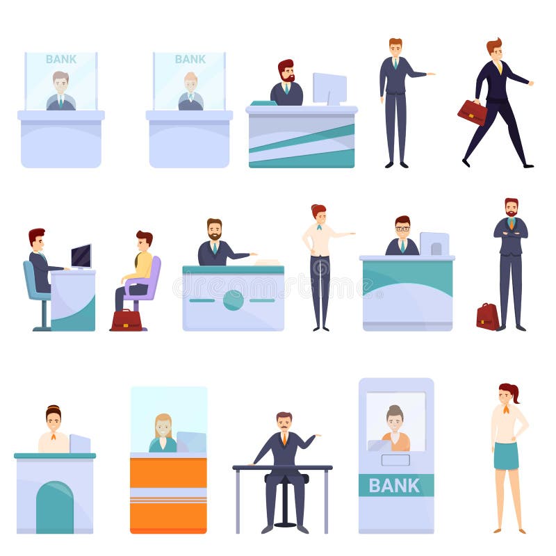 Woman Bank Employee Icon, Cartoon Style Stock Vector - Illustration of ...