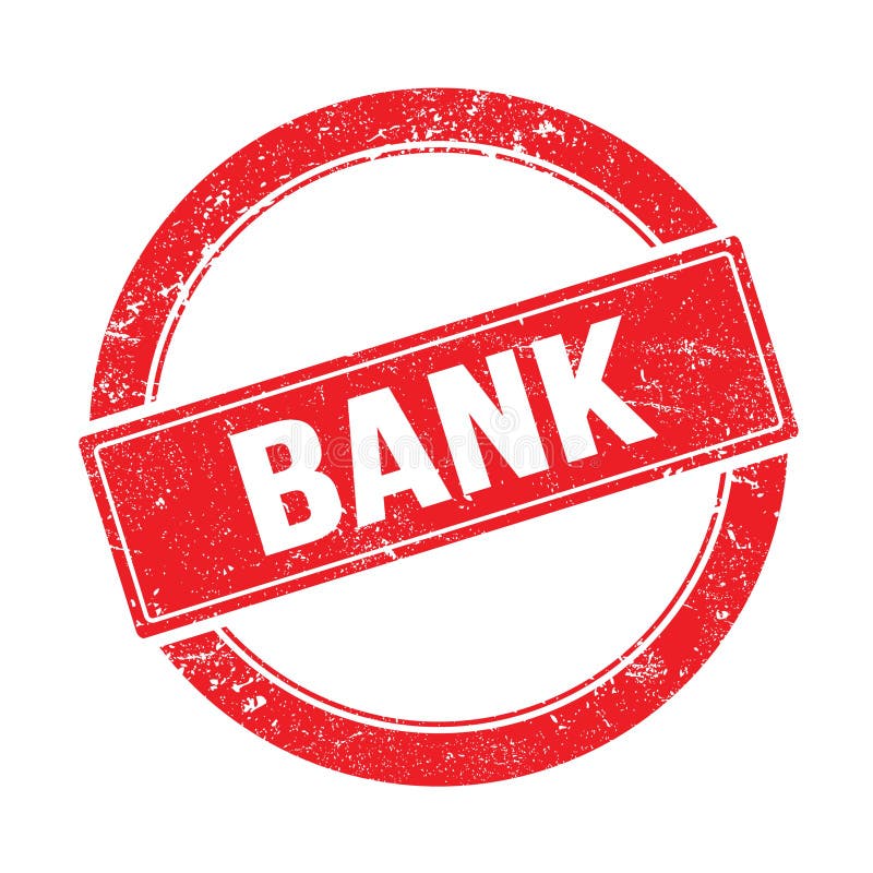BANK Text on Red Grungy Round Stamp Stock Illustration - Illustration ...