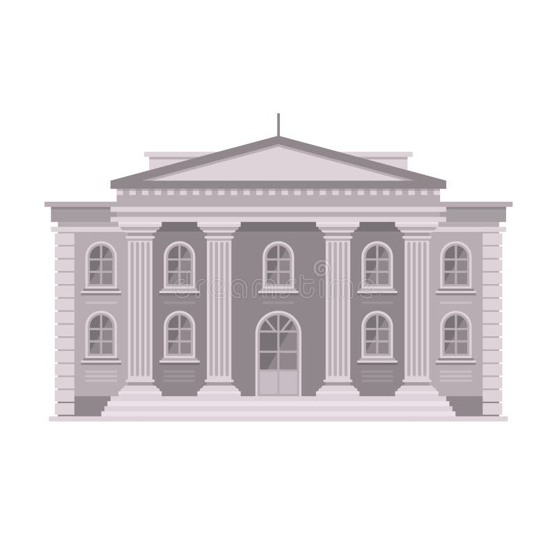 Bank, University or Government Building Facade on White Background ...