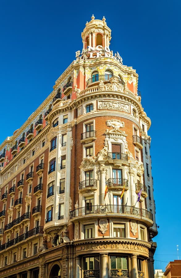 Valencia Bank Building. Valencia, Spain Editorial Image - Image of ...