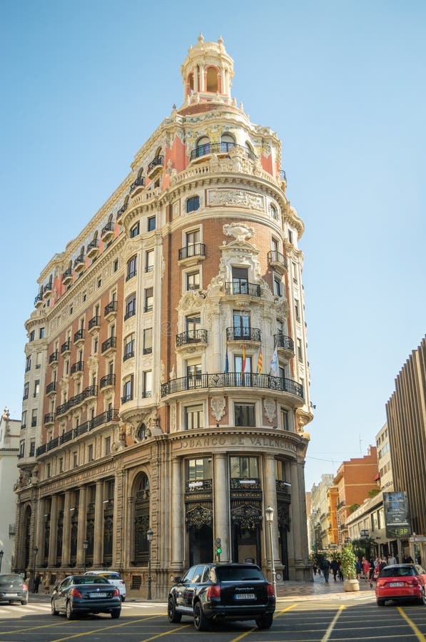 Valencia Bank Building. Valencia, Spain Editorial Image - Image of ...