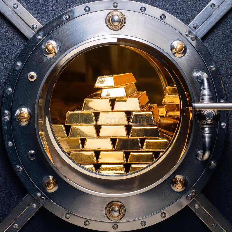Bank Valut with Gold Ingots, AI Generated Stock Illustration ...