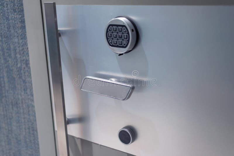 Bank Vault Door with Security Code for Alarm System. Deposit Cell Safe ...