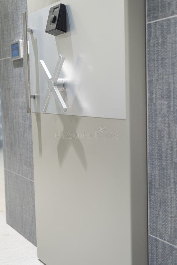 Bank Vault Door with Security Code for Alarm System. Deposit Cell Safe ...