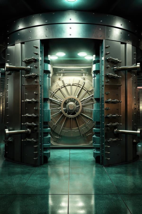 Bank Vault Door Slightly Open with Money Inside Stock Photo - Image of ...