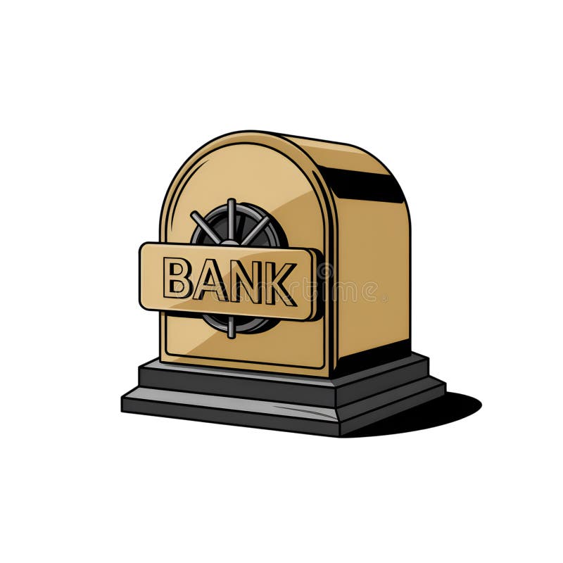 Bank Vault Illustration with Combination Lock and Sign on a White ...