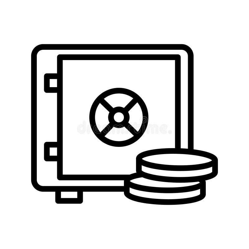 Vault Line Red Icon on White Background. Red Flat Style Vector ...