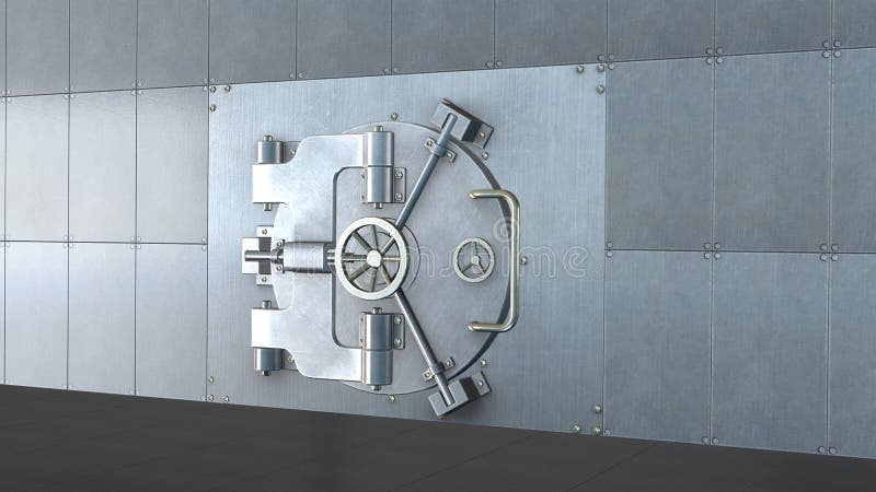 Bank Vault, Metal Door Closed Stock Illustration - Illustration of ...