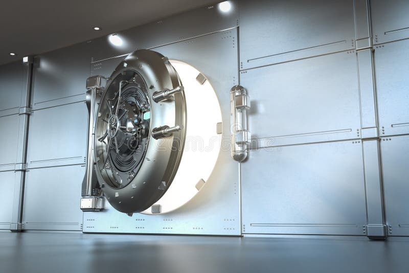 Bank Vault Opened with Deposit Boxes Inside Stock Illustration ...