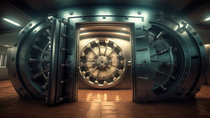 Bank Vault Room. High Level Locking Mechanism Stock Image - Image of ...
