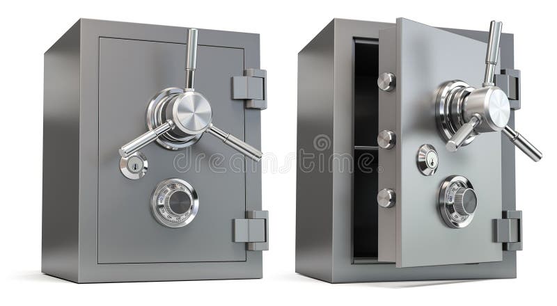 Empty Bank Vault Safe Isolated on White. Security and Protection Stock ...