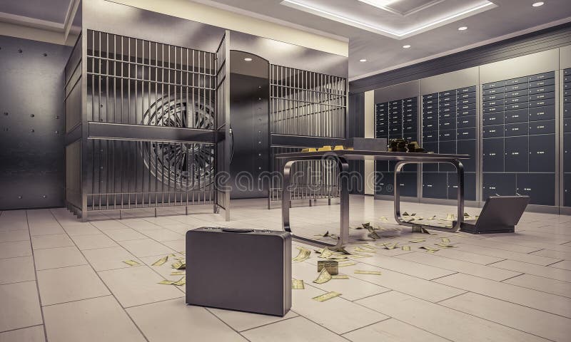 Bank Vault Was Invaded Inside Out View Stock Illustration ...