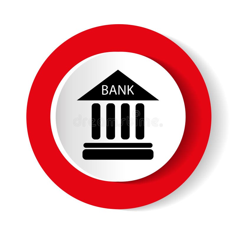 Bank Vector Icon. Red Round Icon on White Background. Stock Vector ...