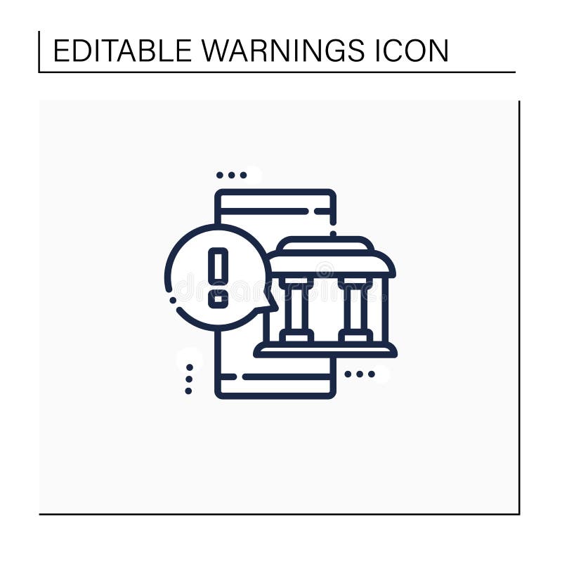 Bank warning line icon stock vector. Illustration of message - 222342984
