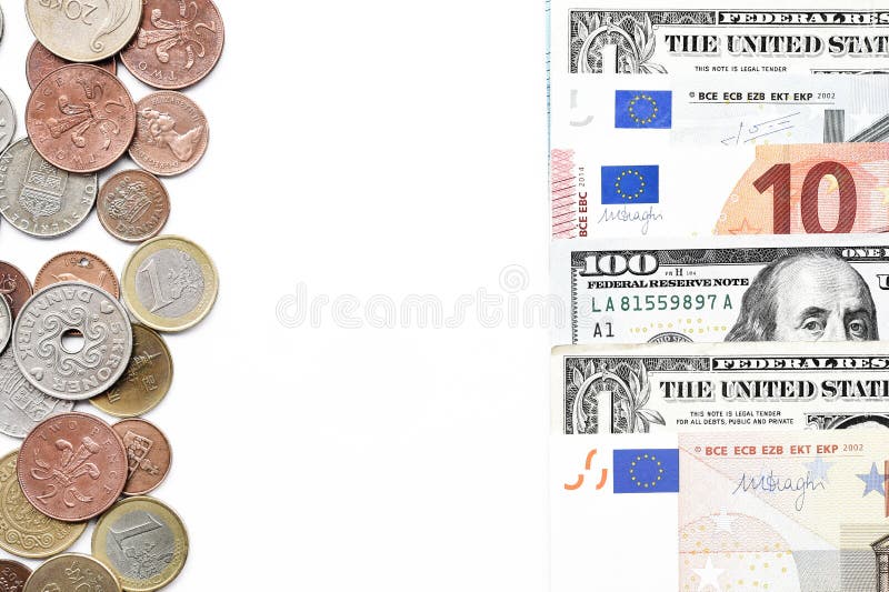 Bankbiljet met muntstukken stock afbeelding. Image of amerika - 81186141