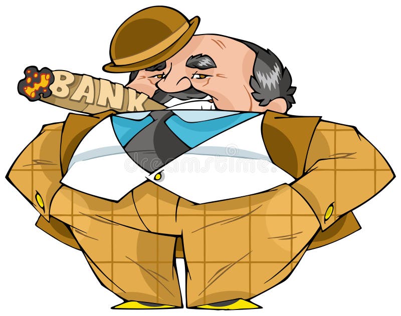 Greedy Banker with Money Grinning Stock Illustration - Illustration of ...