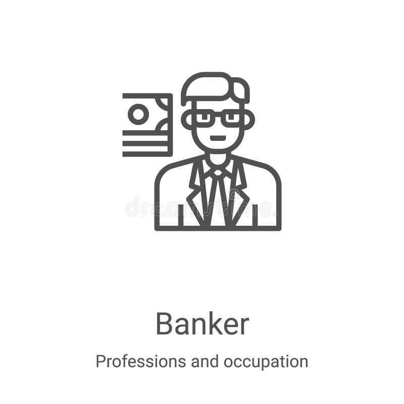 Banker Outline Vector Icon. Thin Line Black Banker Icon, Flat Vector ...