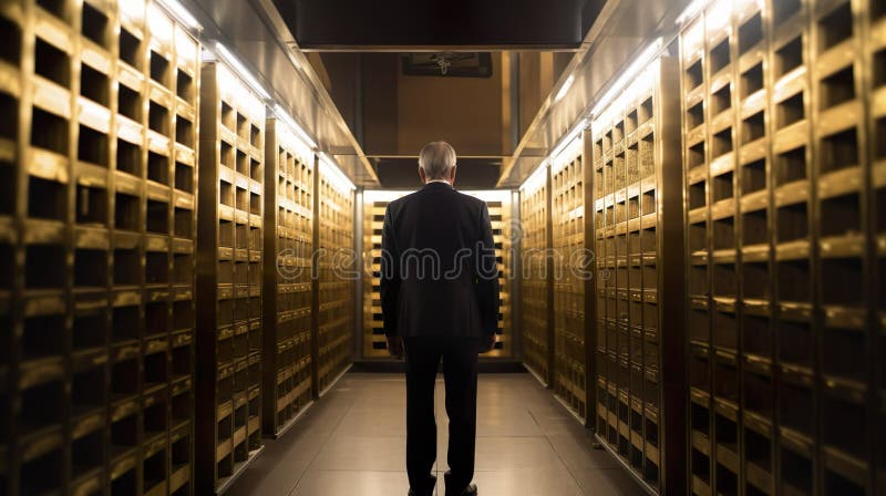 Banker Vintage Vault, with Open Numbered Storage Lockers Stock ...