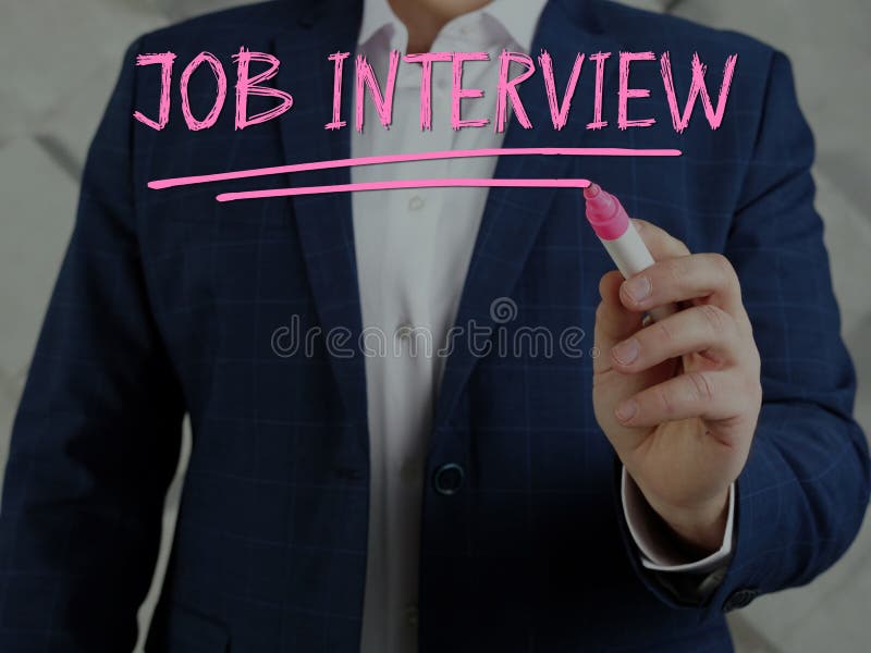Banker Writing JOB INTERVIEW on Screen by a Pink Pen Stock Image ...
