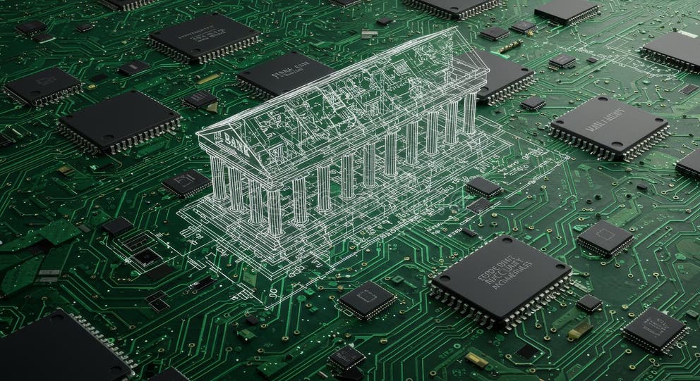 Banking Architecture a Wireframe Model of a Classical Building Sits ...