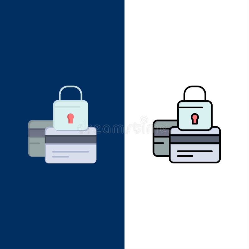 Banking, Card, Credit, Payment, Secure, Security Icons. Flat and Line ...