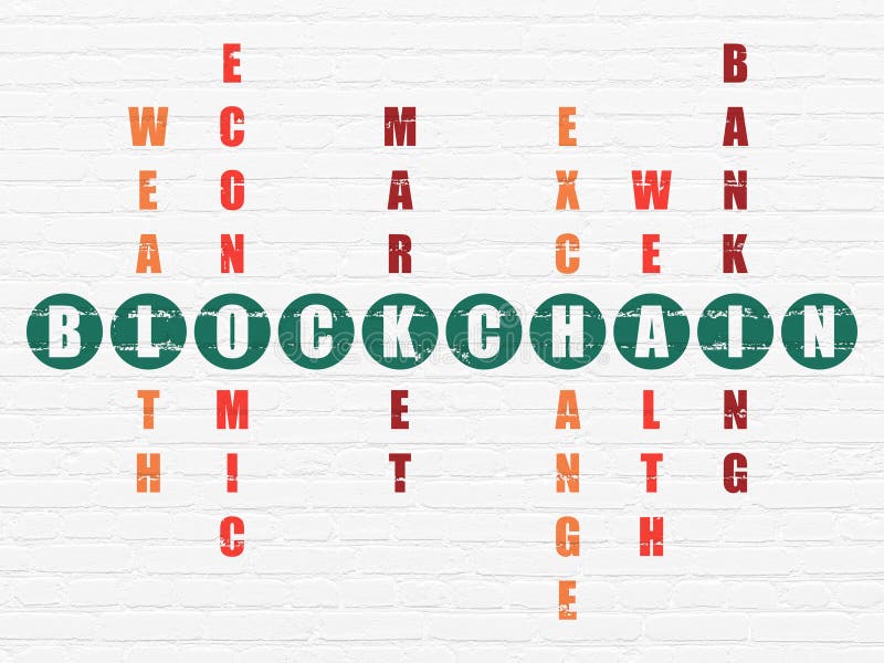 Banking Concept: Blockchain in Crossword Puzzle Stock Illustration ...