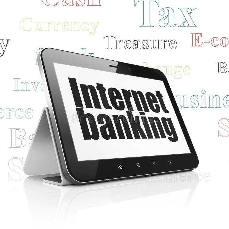 Banking Concept: Tablet Computer with Internet Banking on Display Stock ...