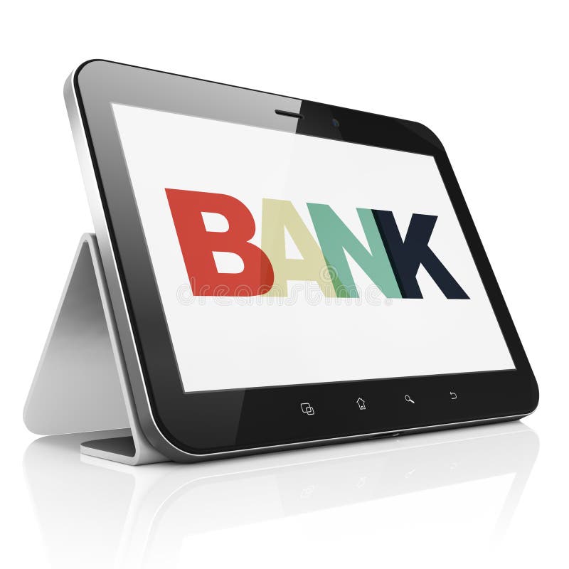 Banking Concept: Tablet Computer with Bank on Display Stock ...