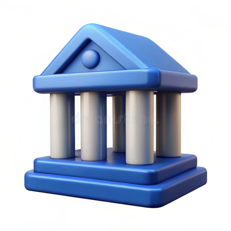 Banking 3D Icon Bank Isolated on White Background Stock Illustration ...