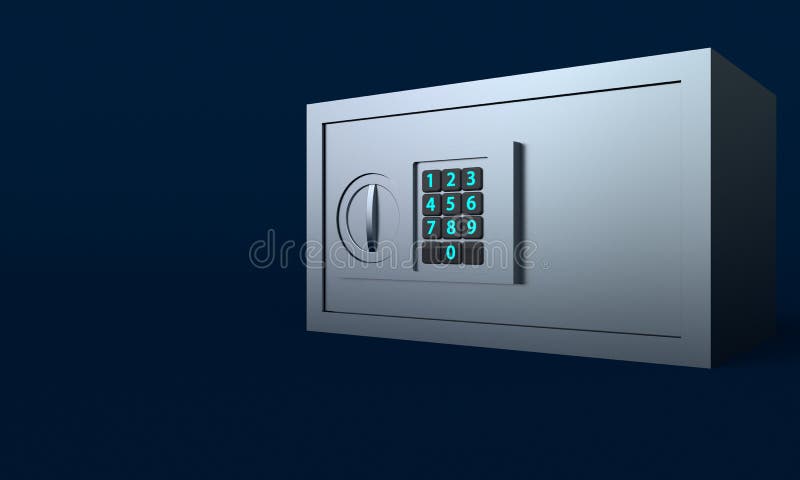 Banking Safe on Blue Background. 3d Rendering Stock Illustration ...