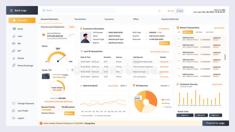 Banking Dashboard for Preferred Customer Stock Illustration ...