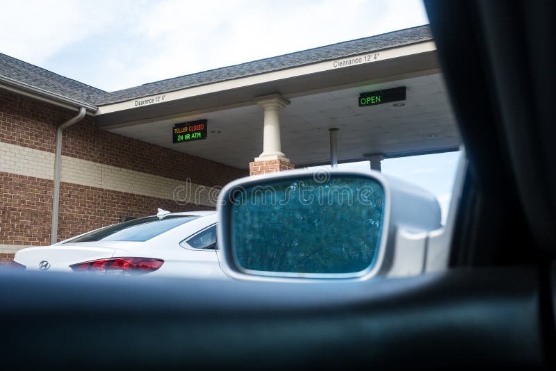 Banking Drive Thru Lanes Shown from the Inside of an Automobile Stock ...