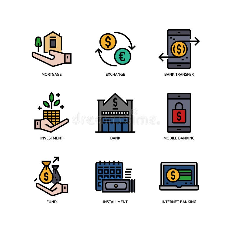 Banking and finance icons stock vector. Illustration of icons - 113634065 Banking and finance icons stock vector. Illustration of icons - 113634065