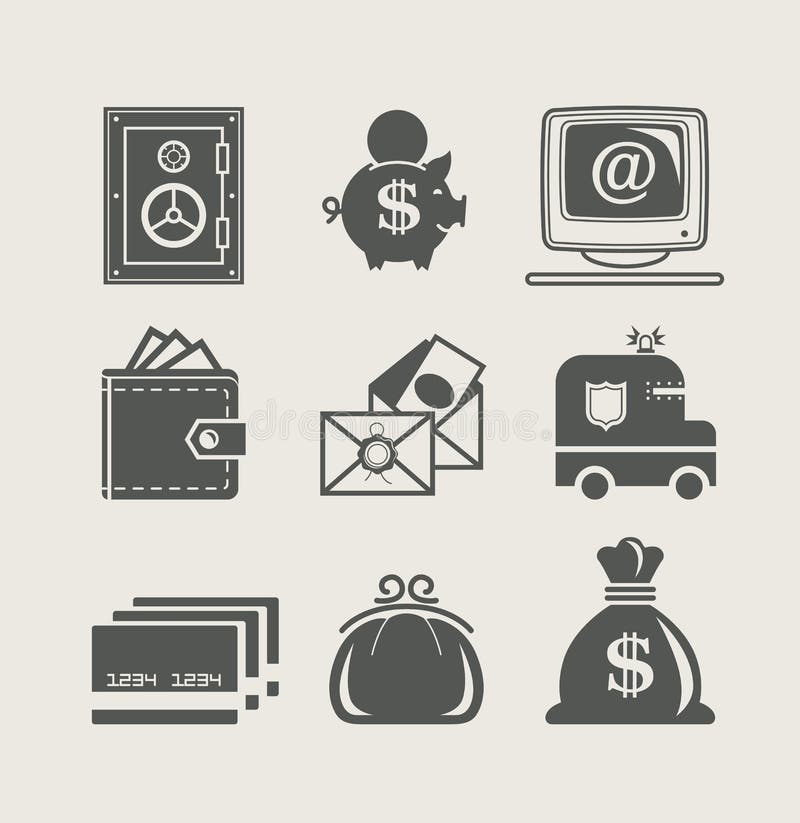 Banking and Finance Set Icon Stock Vector - Illustration of deposit ...