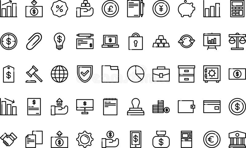 Banking Finances Icons High-Quality Vector Icons Collection with ...