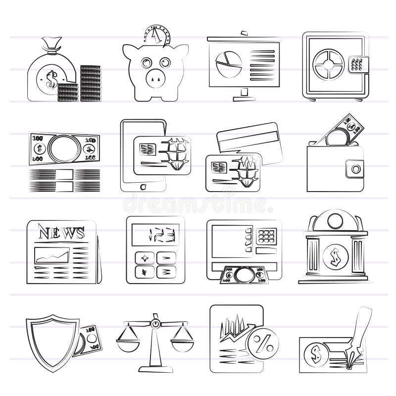 Banking and Financial Services Icons Stock Vector - Illustration of ...