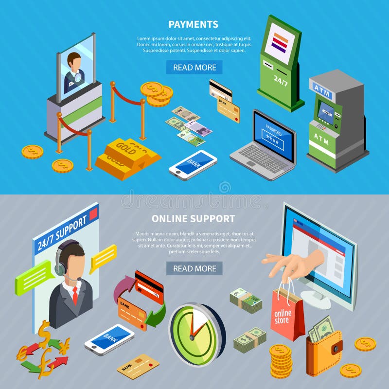 Banking Horizontal Banners Set Stock Vector - Illustration of concept ...