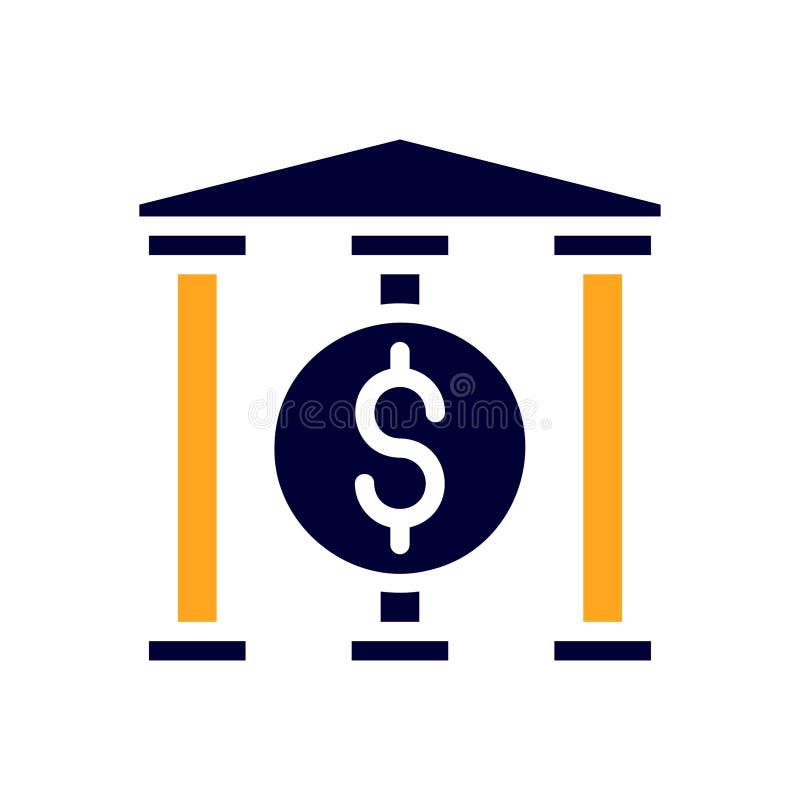 Banking Icon Solid Orange Black Business Symbol Illustration Stock ...