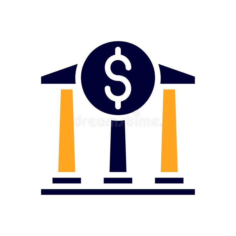 Banking Icon Solid Orange Black Business Symbol Illustration Stock ...
